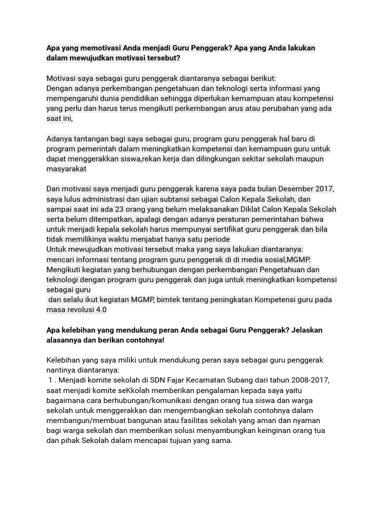 Esai Guru Penggerak 1 | PDF