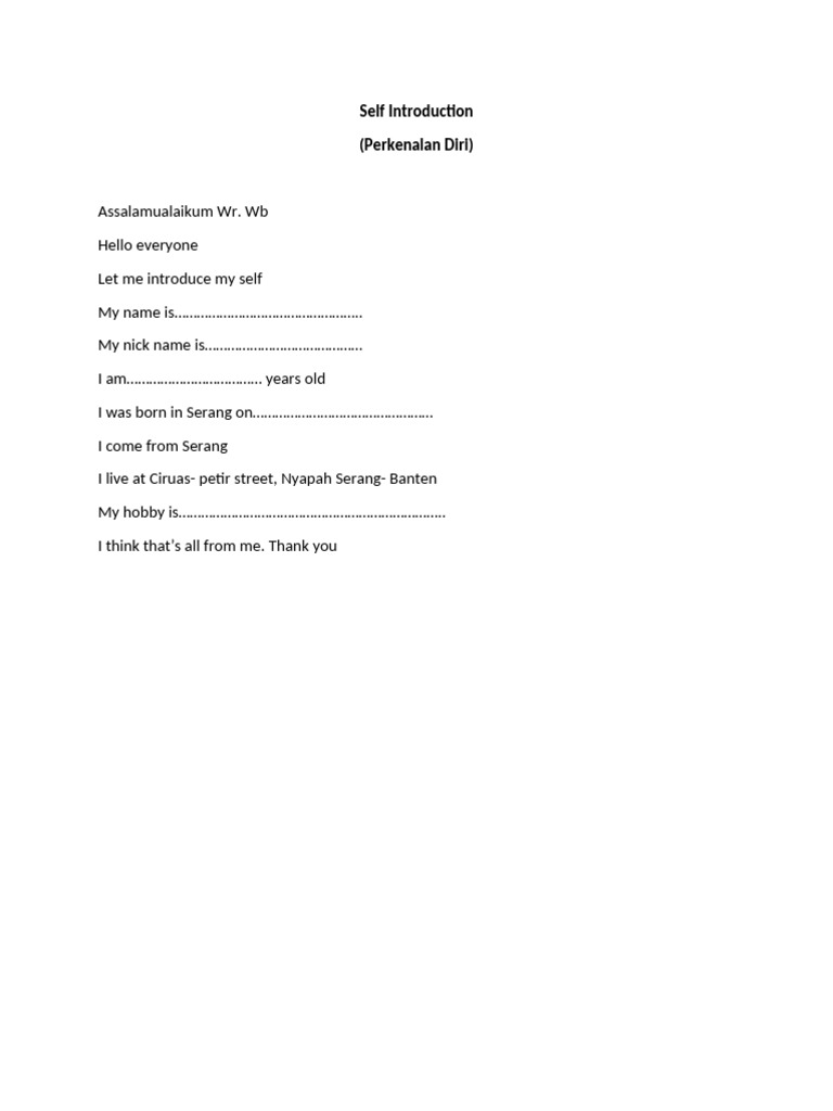 Self Introduction | PDF