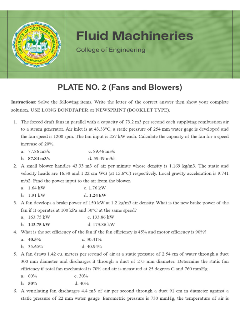 Fluid Machineries Plate No. 2 Fans and Blowers1 | PDF | Gas ...