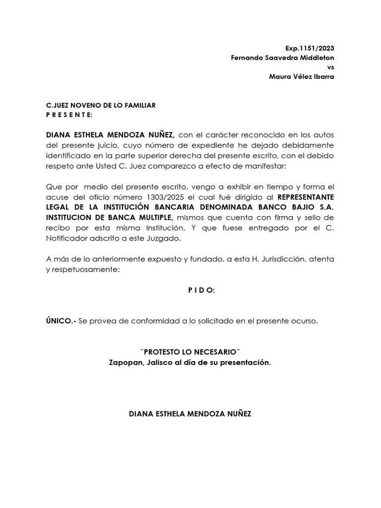 Exhibicion Oficio Banco Bajio | PDF