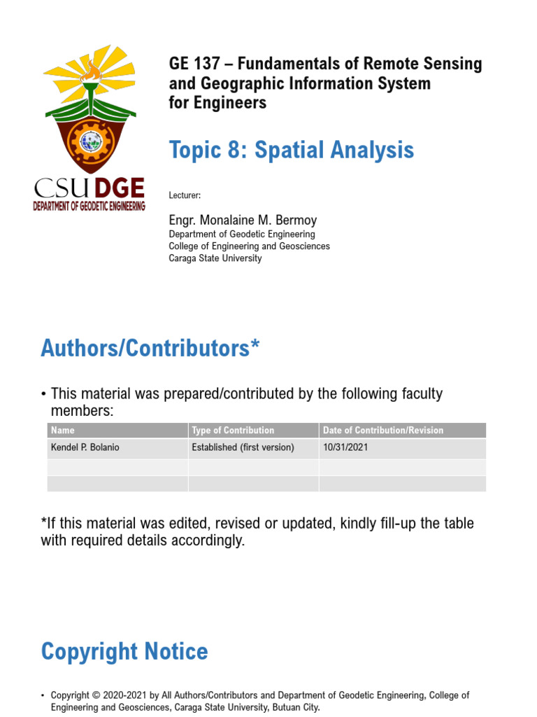 Spatial Analysis in Remote Sensing | PDF | Spatial Analysis | Map
