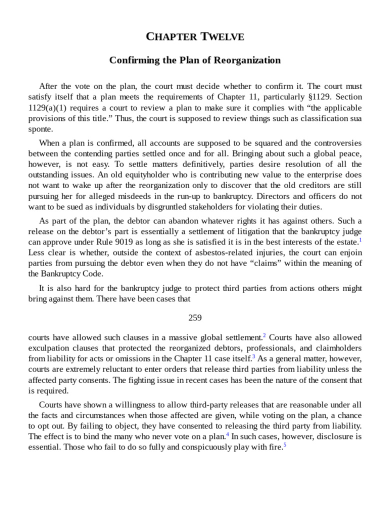Chapter 11 Plan Confirmation Process | PDF | Chapter 11 | Bankruptcy