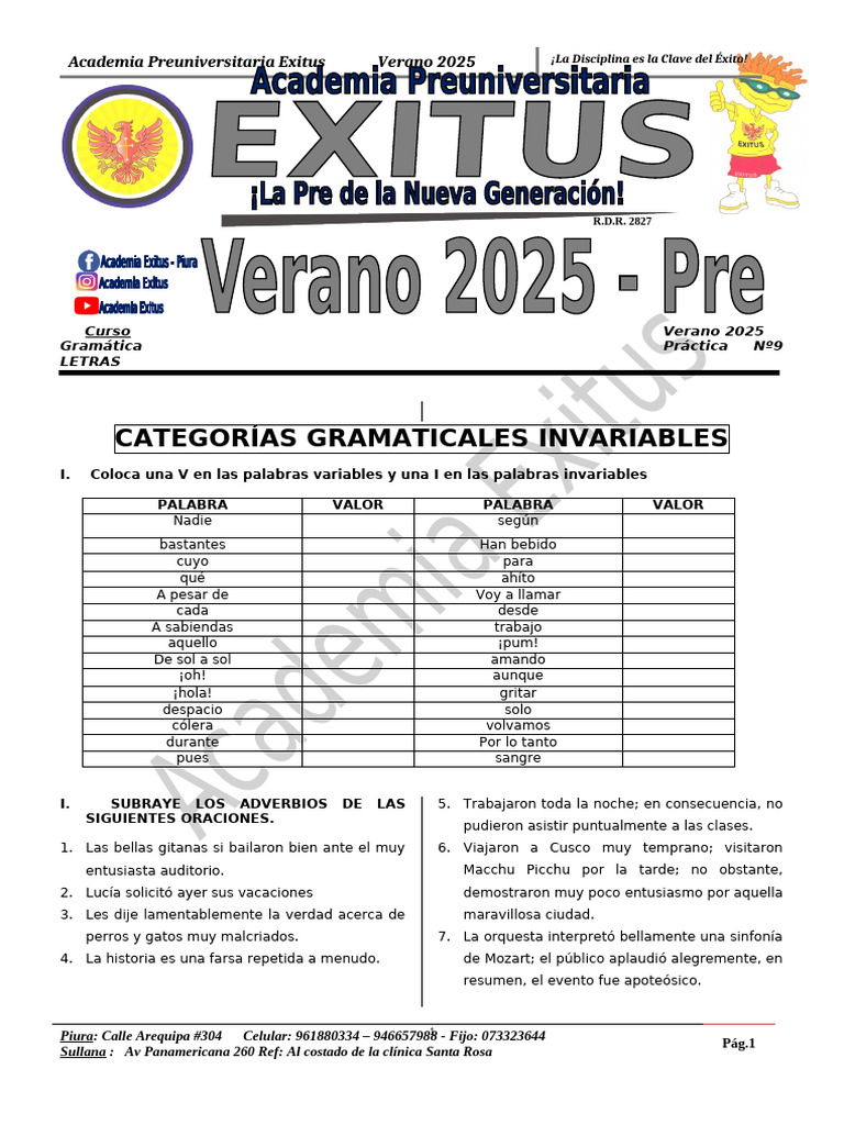 Ver25 Pre Gram9 L | PDF | Adverbio | Unidades Semánticas