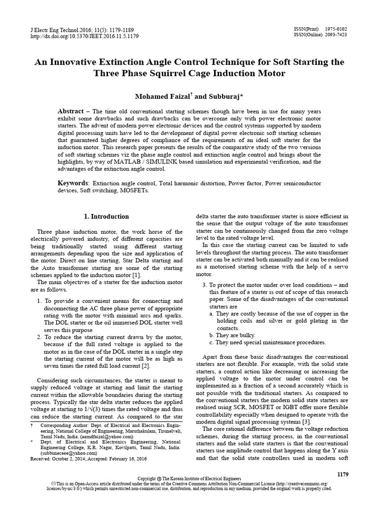 Innovative Extinction Angle Control Technique For Soft Starting The ...