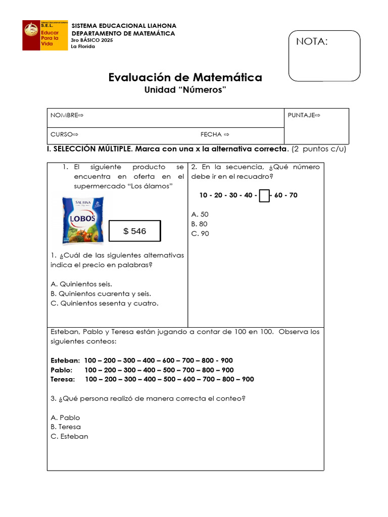 Eval 1 MTM 3ro 2025 | PDF