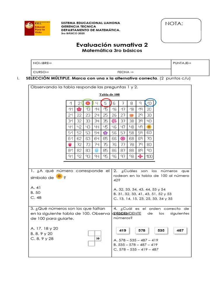 Eval 2 MTM 3ro MTM 2025 | PDF | Aritmética | Números