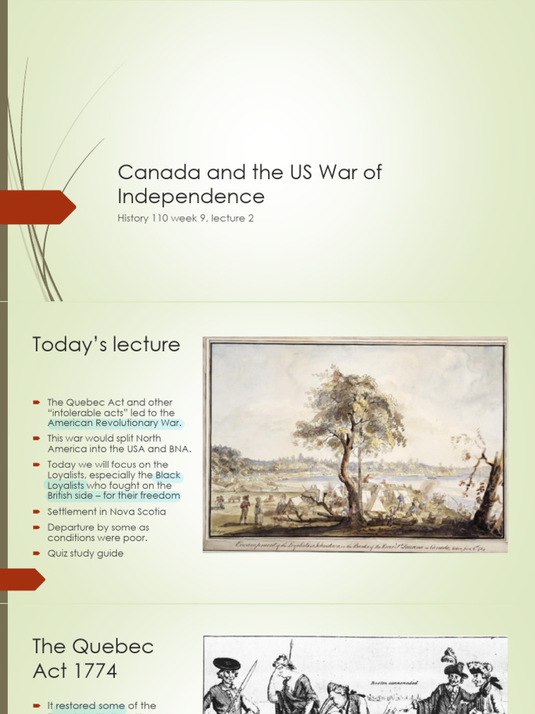 Hist .11 Week 9 Lecture 2 US Revolutionary War | PDF | Loyalist ...