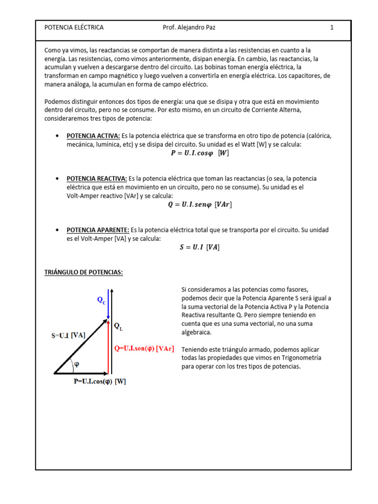 07 Potencia El Ctrica | PDF | Energia electrica | Cantidad