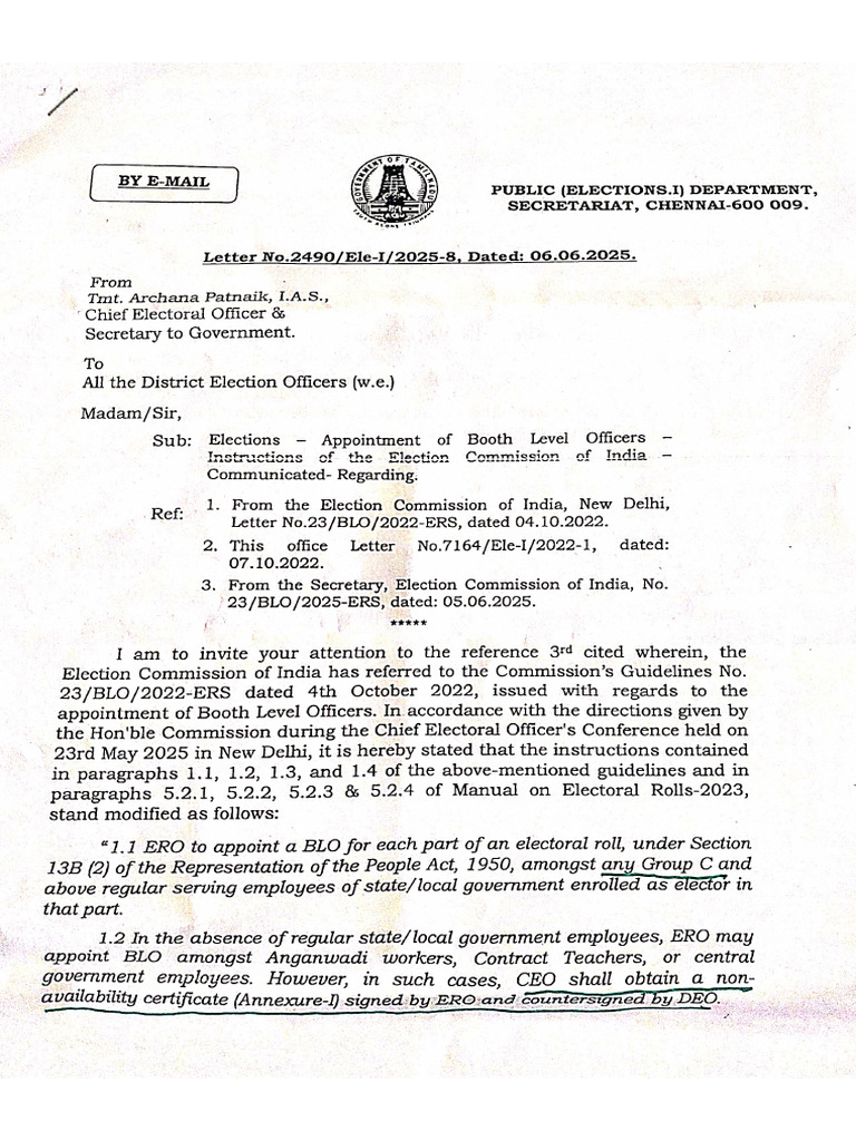 Election DO Letter BLO | PDF