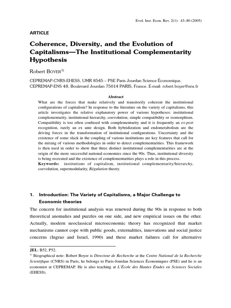 Boyer, Robert - 2005 - Coherence, Diversity, and The Evolution of ...