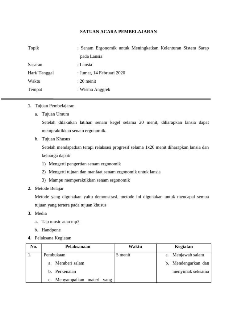 Sap Senam Ergonomis | PDF