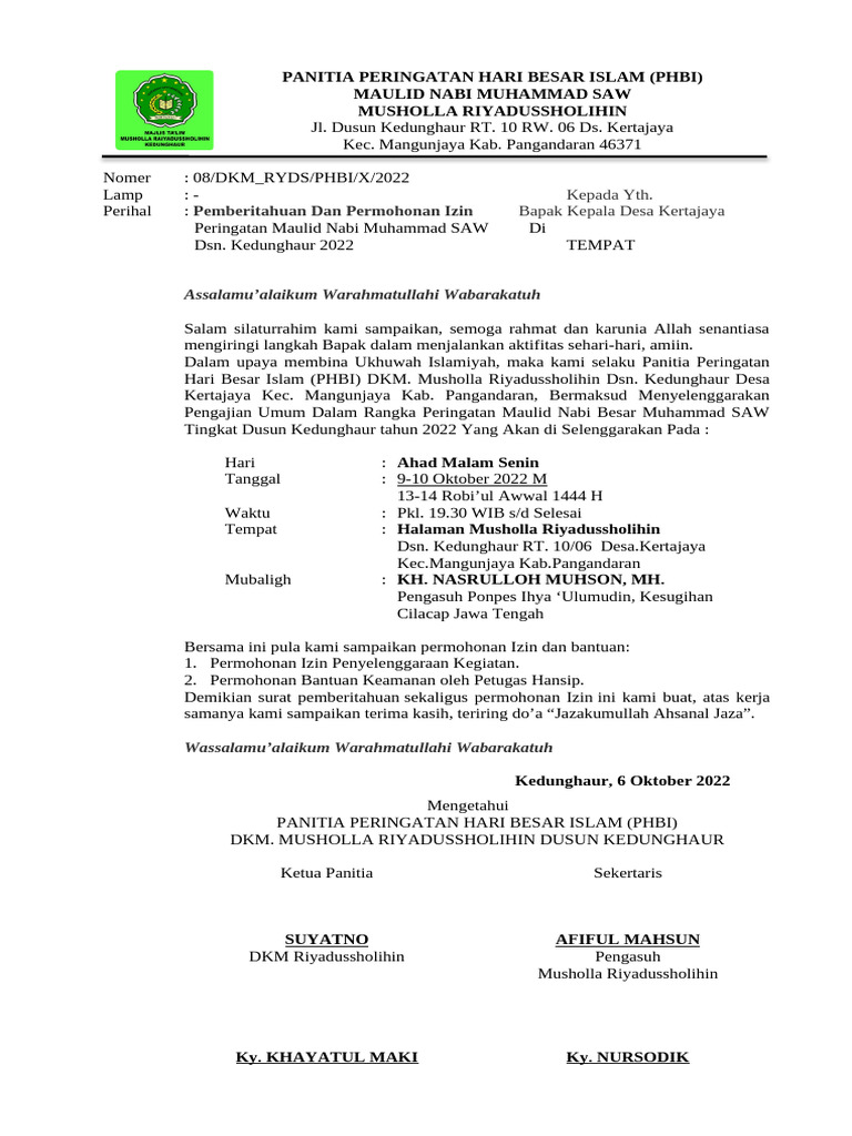 Surat Pemberitahuan Pengajian | PDF