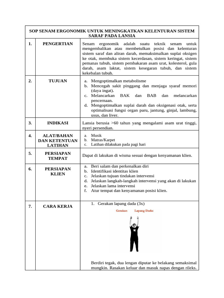 Senam Ergonomik untuk Lansia Sehat | PDF