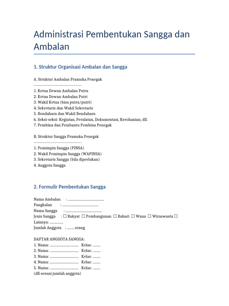 Struktur dan Pembentukan Sangga Pramuka | PDF