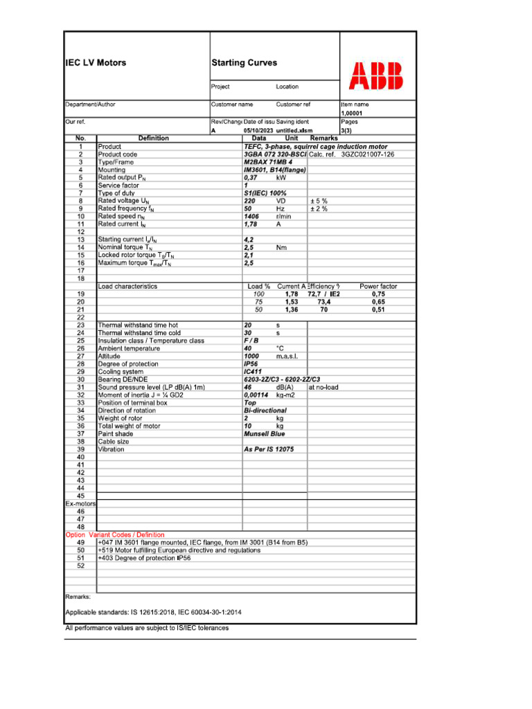 ABB 0,37 KW B14 Datasheet | PDF