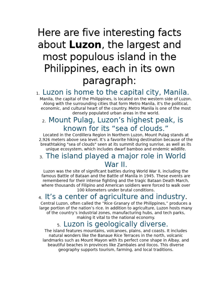 Key Facts About Luzon Island | PDF