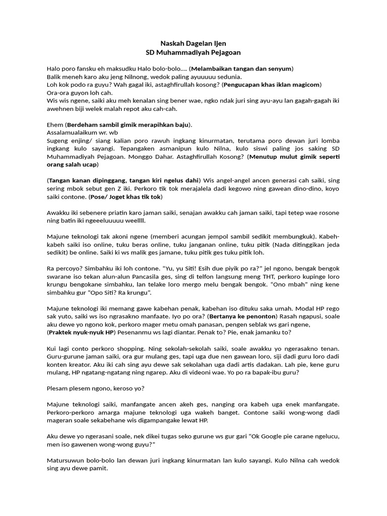 Naskah Dagelan Ijen | PDF