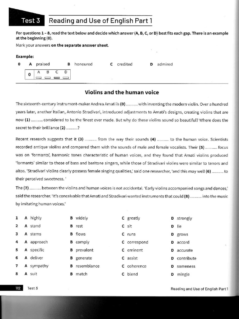 C1 Test 3 Week 1 + Correction | PDF | Violin | Vocal Music