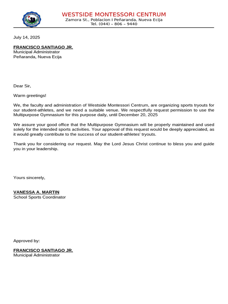 Letter For Gym. Badminton | PDF