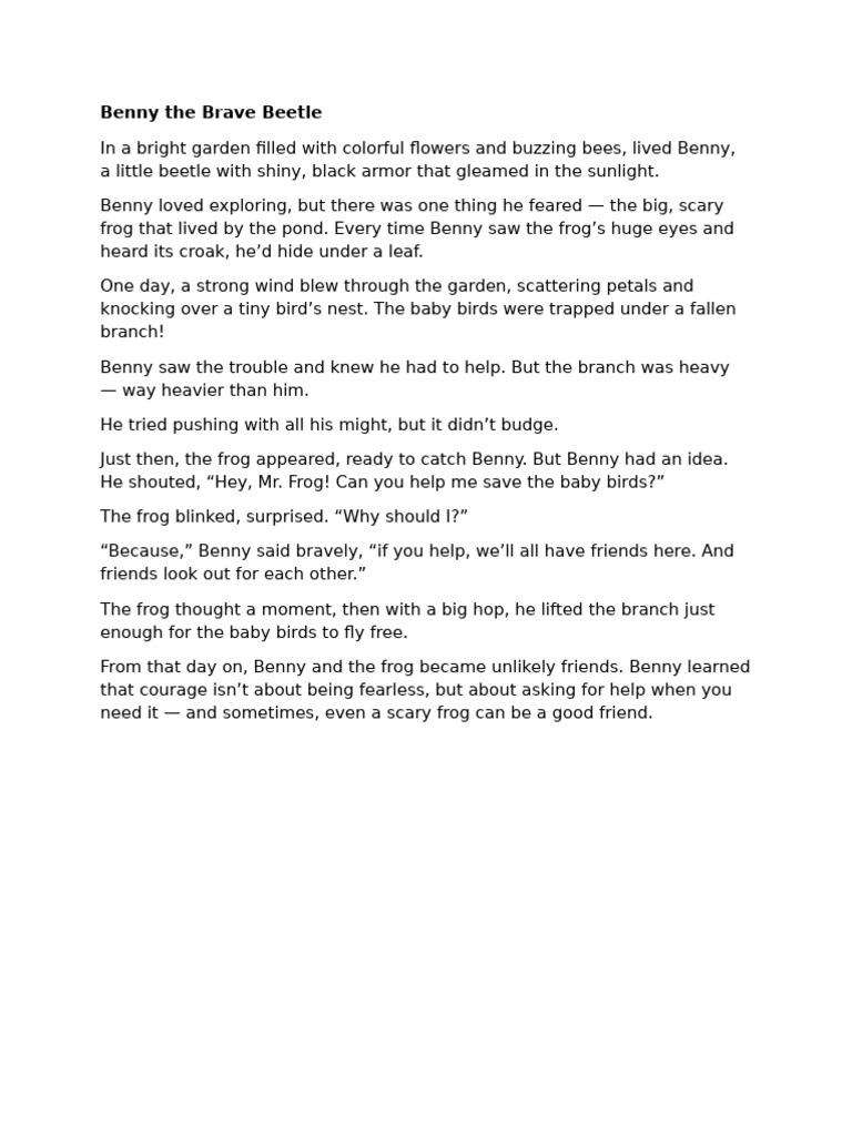 Benny The Brave Beetle | PDF