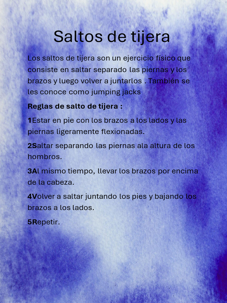 Saltos de Tijera: Reglas de Salto de Tijera: 1 2S 3A 4V 5R | PDF