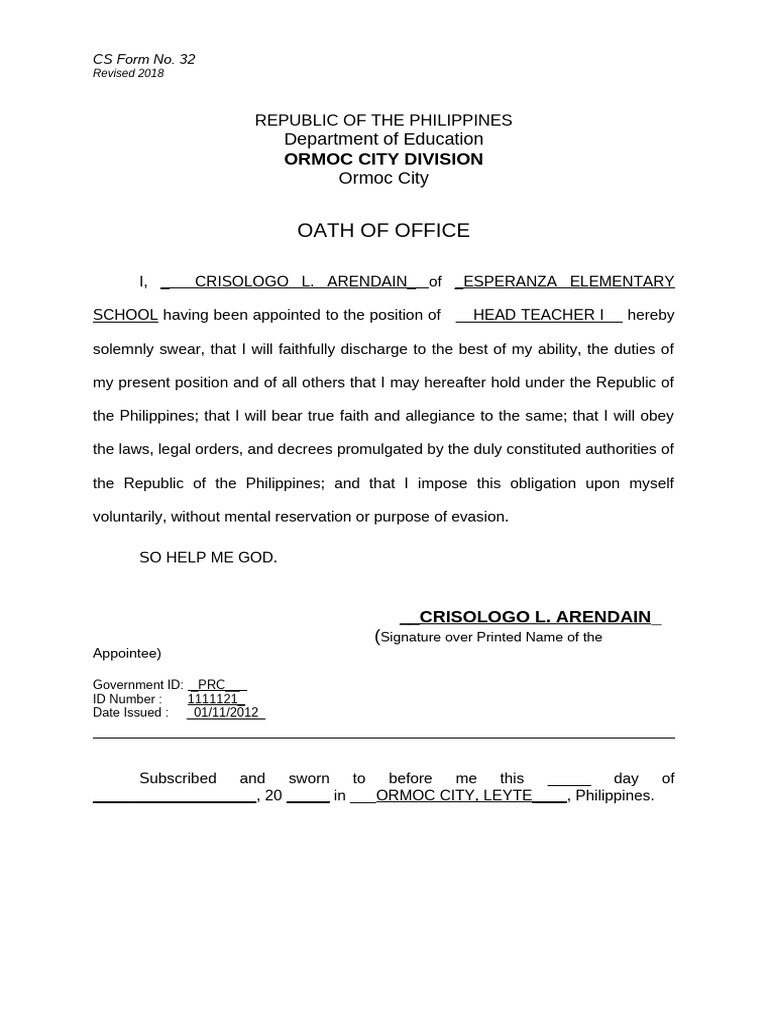 3 Oath of Office 1 | PDF