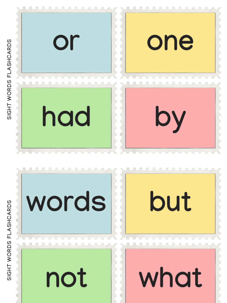 Colorful Stamp Sight Words Flashcards | PDF