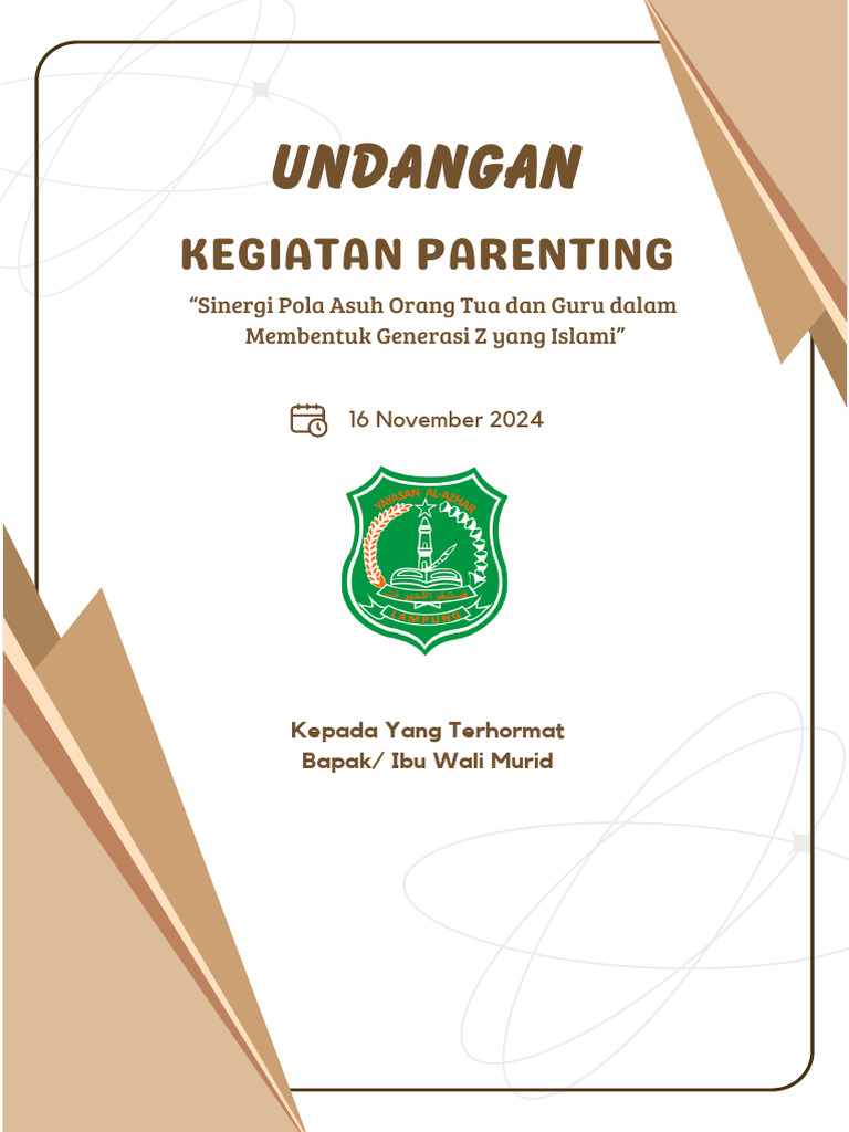 Undangan Kegiatan Parenting Wali Murid | PDF