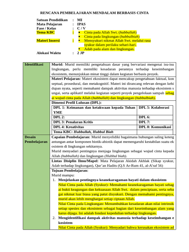 Contoh RPP PM - KBC - Ipas Mi | PDF