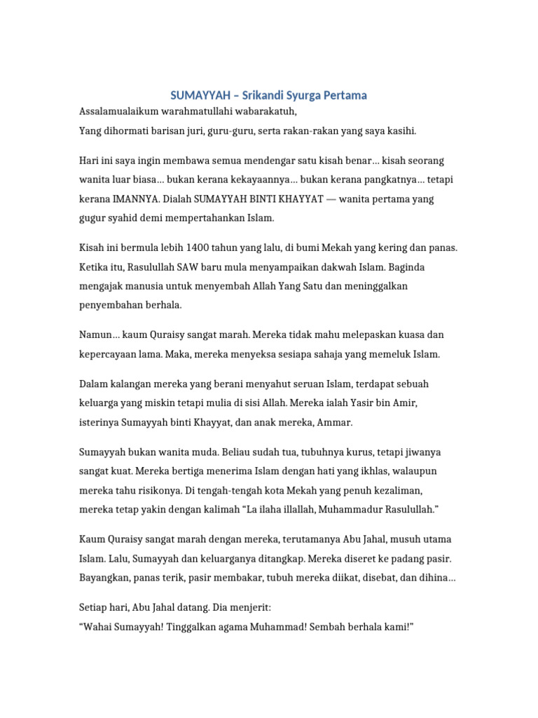 Kisah Sumayyah Bercerita | PDF