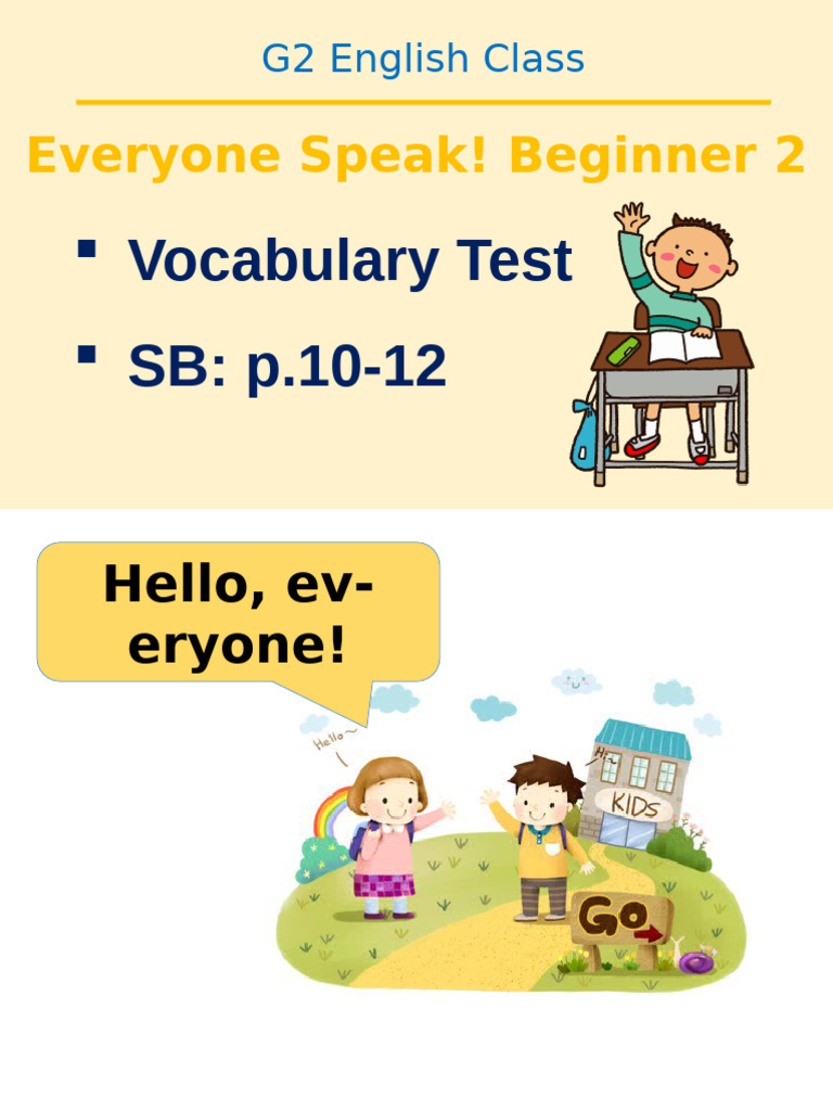 Vocabulary Test for Beginner English 2 | PDF