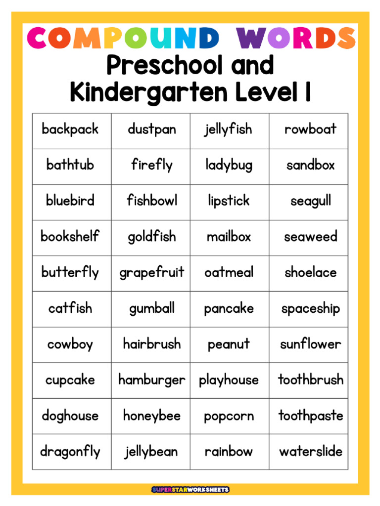 Preschool Compound Word List 2 | PDF