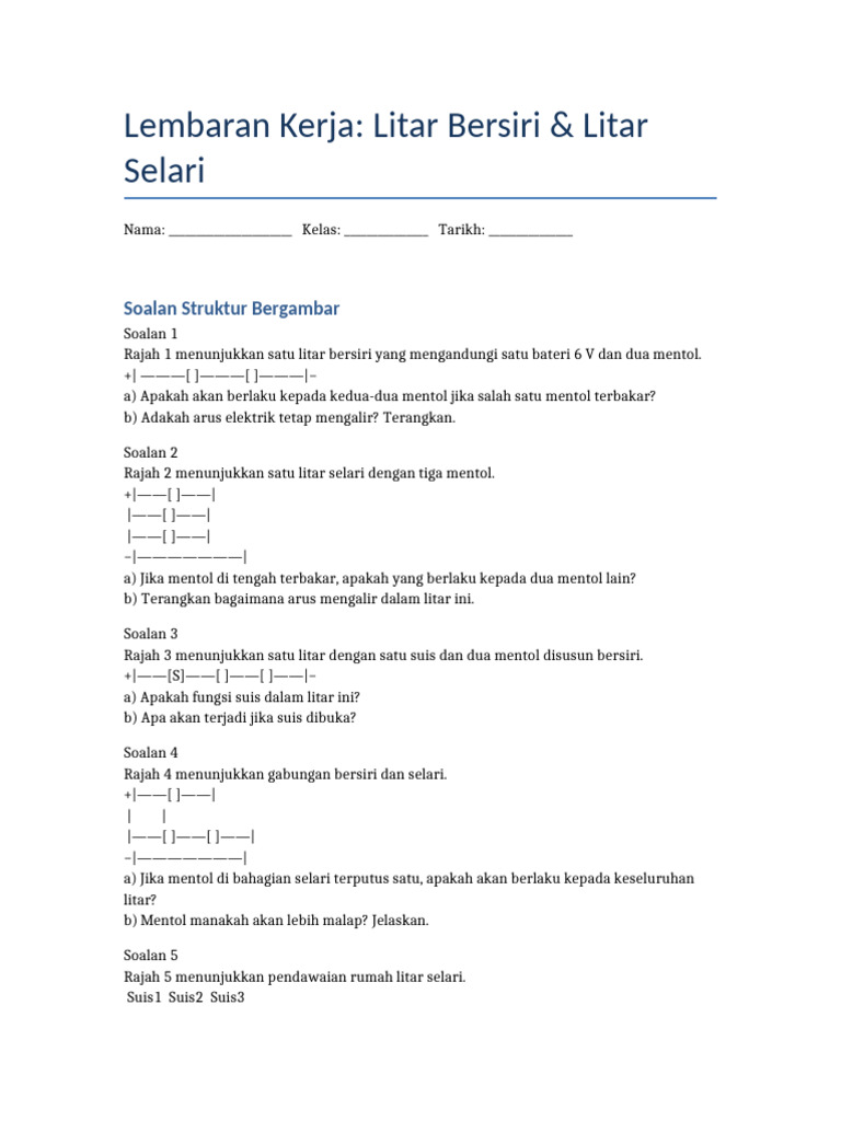 Lembaran Kerja Litar Bersiri Selari | PDF