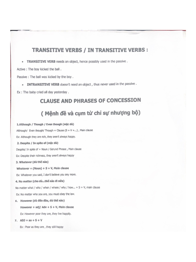 Transitive Verbs in Transitive Verbs | PDF