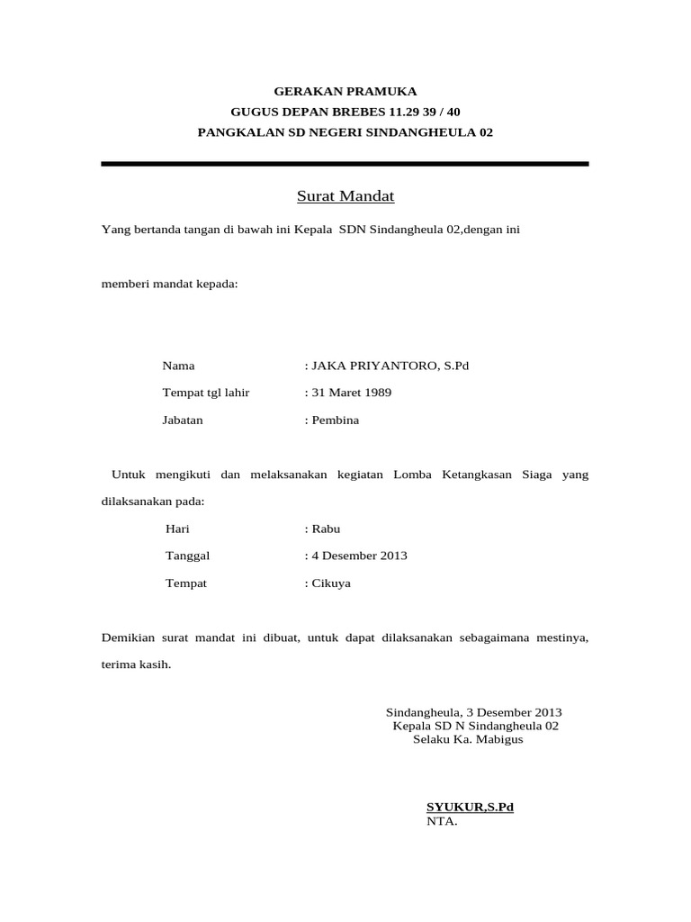 Surat Mandat | PDF