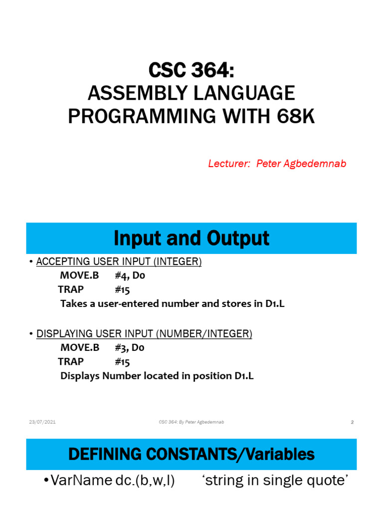 Lecture Slides | PDF | Integer (Computer Science) | Variable (Computer Science)