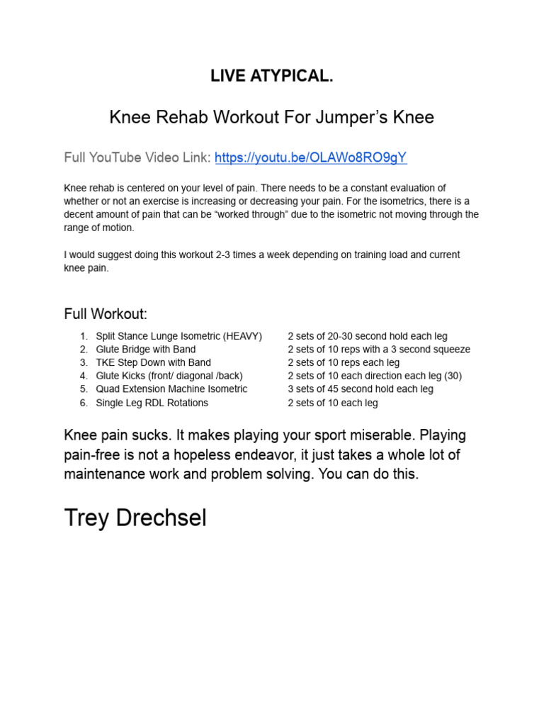 Jumper's Knee Rehab Workout Guide | PDF
