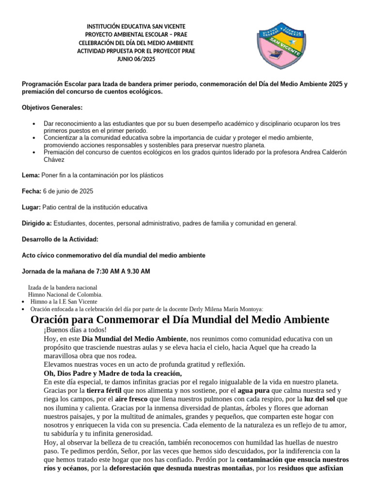 Celebración del Día del Medio Ambiente 2025 | PDF | Agua | Entorno natural