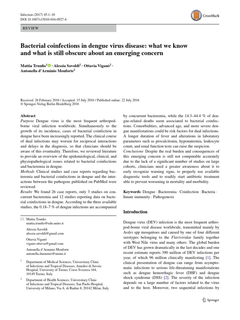 Bacterial Coinfections in Dengue Virus | PDF | Infection ...