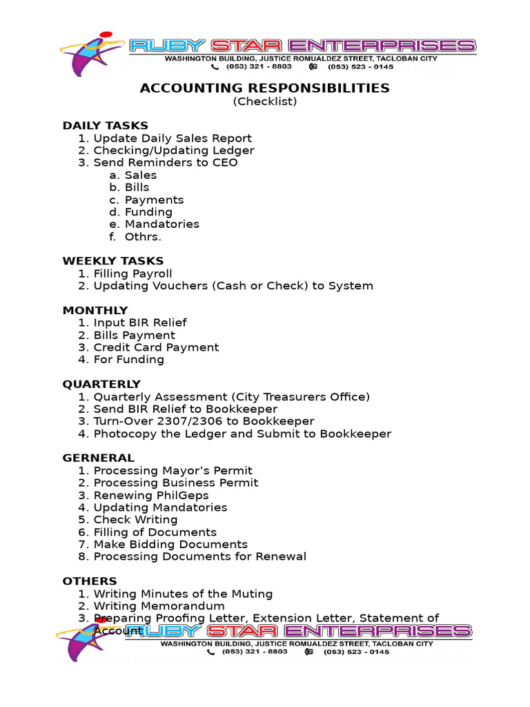Accounting Responsibilities | PDF