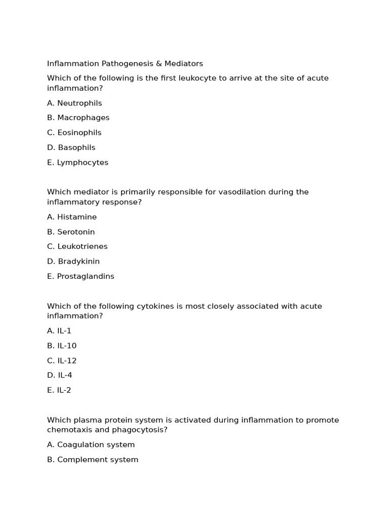 Inflammation Pathogenesis and Mediators | PDF | Inflammation | Immune ...