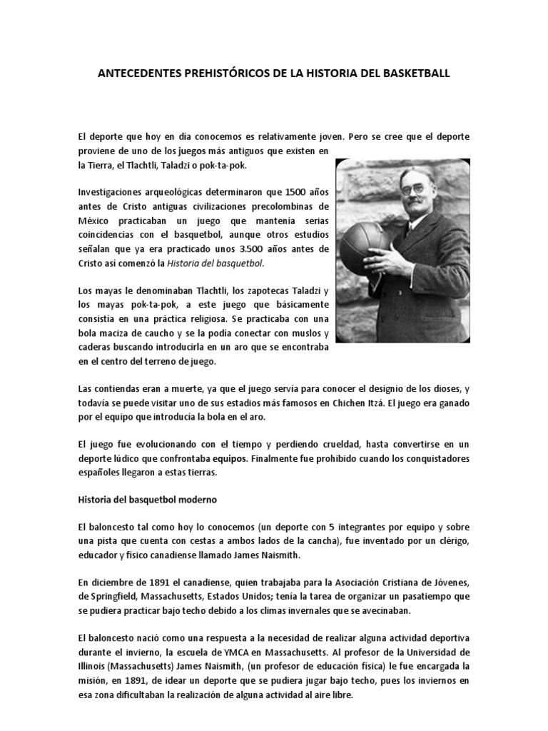 Antecedentes Prehistóricos de La Historia Del Basketball | PDF ...