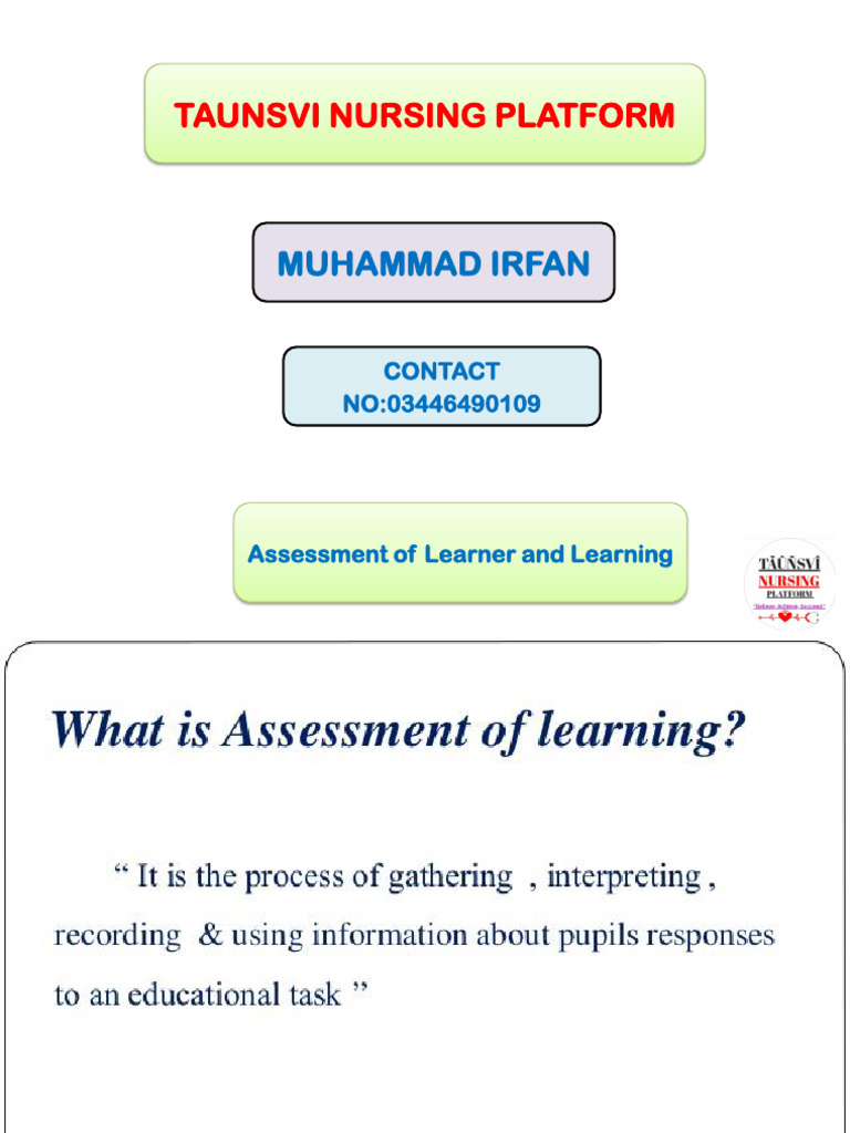 TLP Unit 09 Assessment of Learner and Learning by TãûñSvî NursinG ...