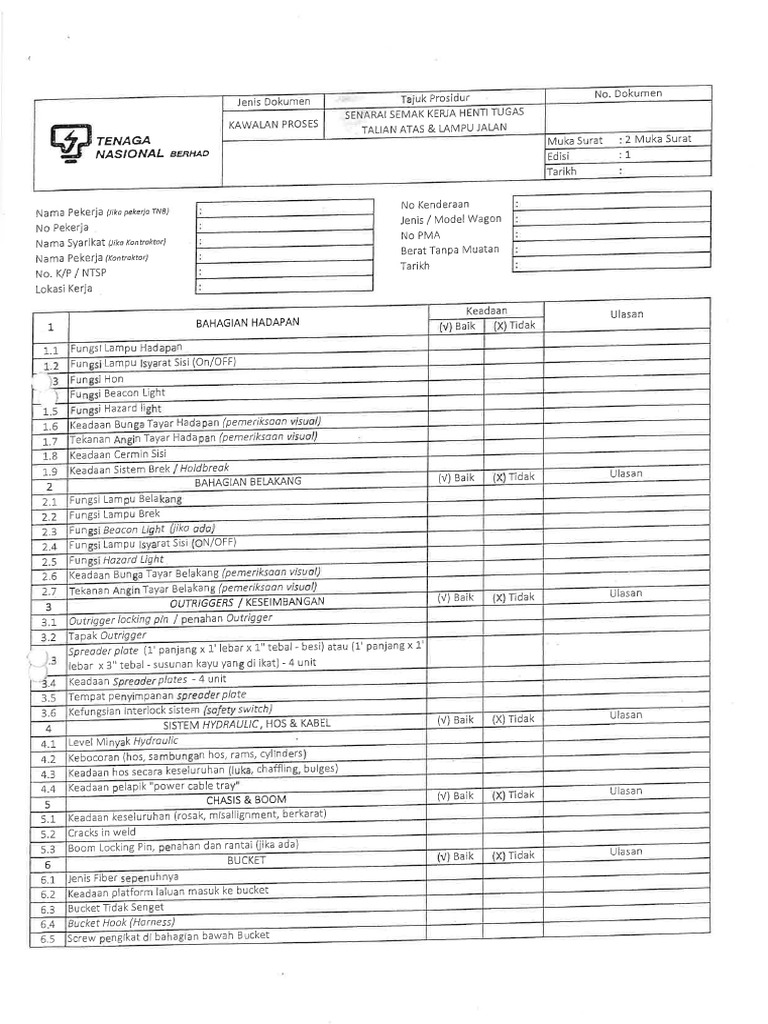 Borang Semakan Kenderaan | PDF