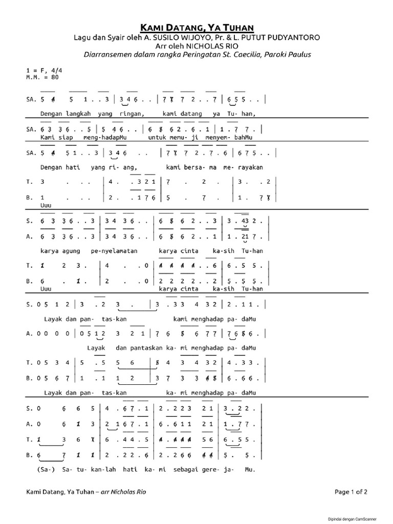 Kami Datang Ya Tuhan | PDF