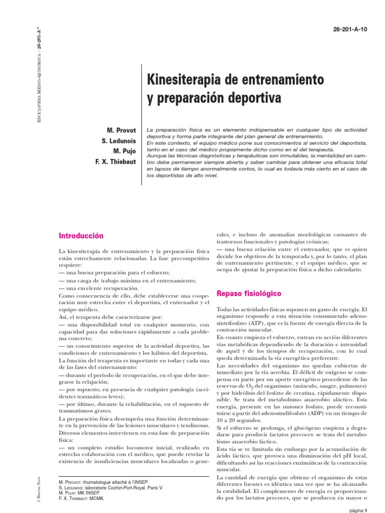 Kinesiterapia de Entrenamiento y Preparacion Deportiva | PDF ...