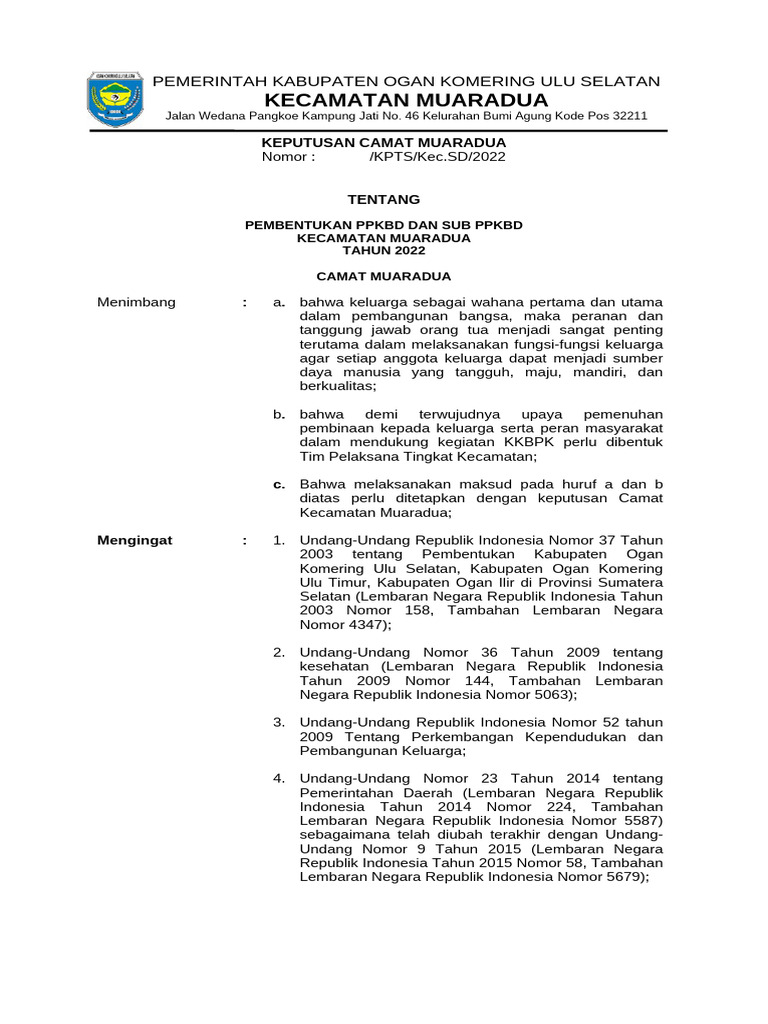 SK Ppkbd-Sub PPKBD Gunung Terang | PDF