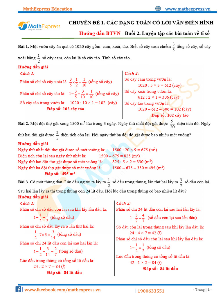 BC5C2. HDBTVN. 08072025. Buổi 2. Luyện Tập Các Bài Toán Về Tỉ Số | PDF