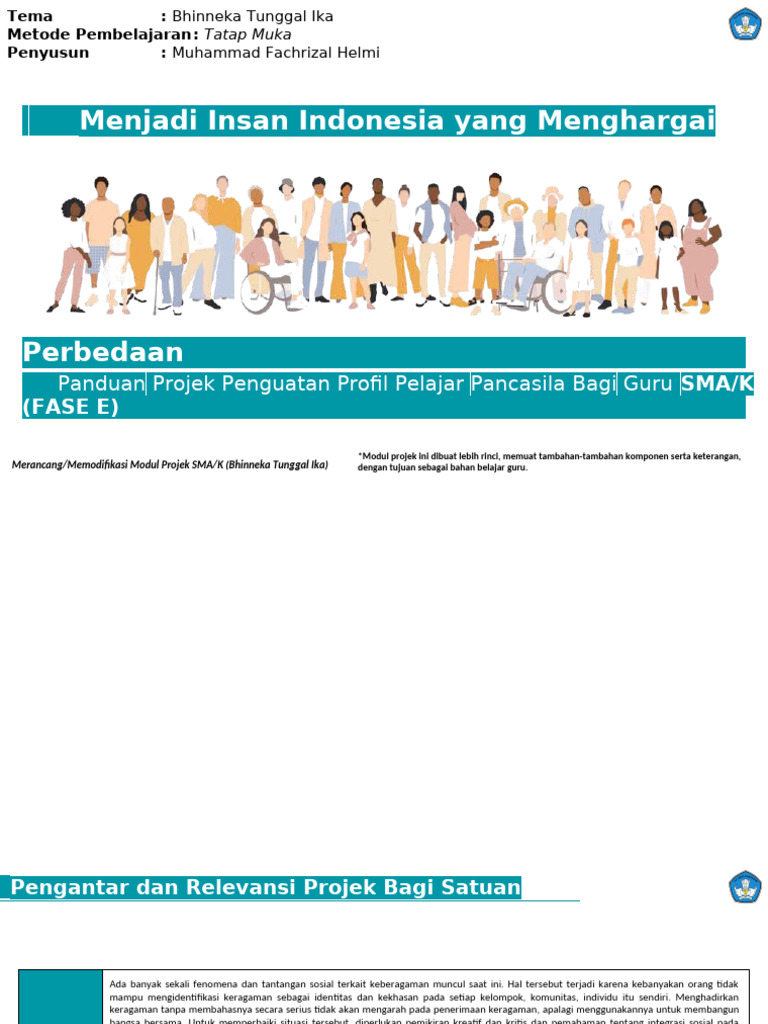 Lampiran Merancang - Memodifikasi Modul Projek SMA - K (Bhinneka Tunggal Ika) | PDF