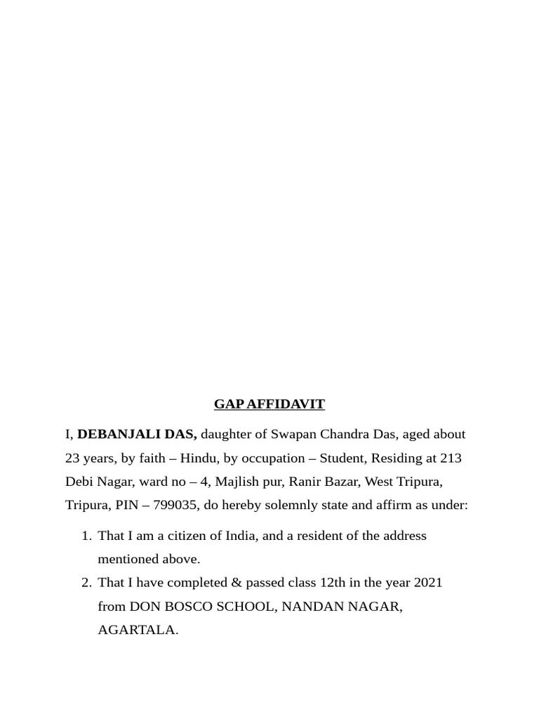 Gap Affidavit | PDF